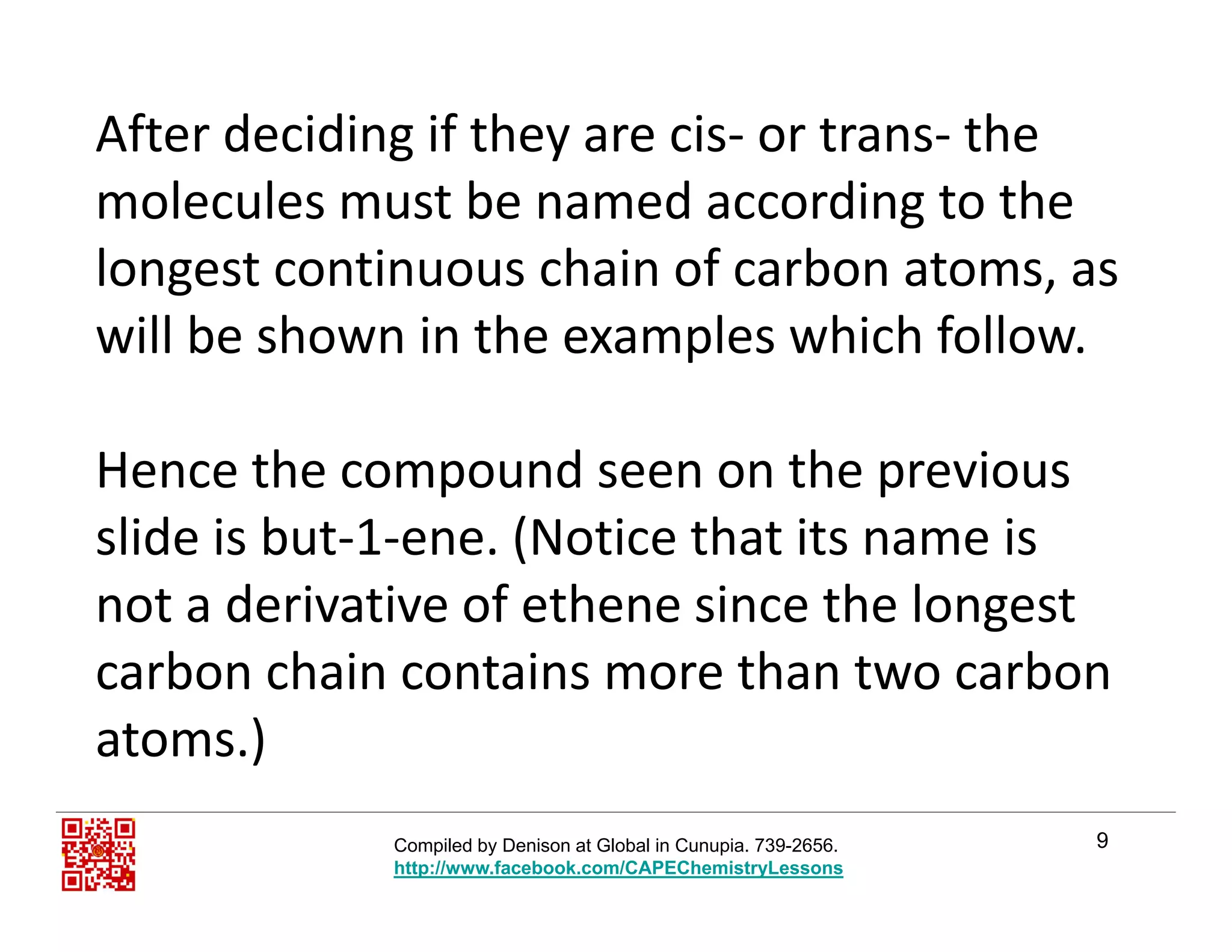 Cis-Trans Isomerism In Organic Compounds For CAPE Unit 2 Chemistry ...