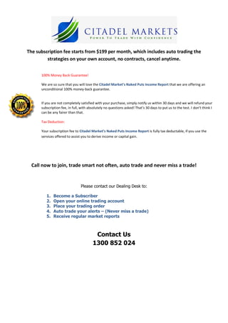 Citadel Markets Options Report | PDF