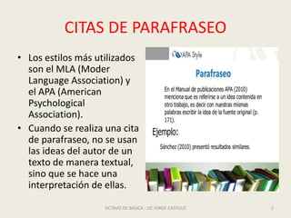 Citas de parafraseo | PPT