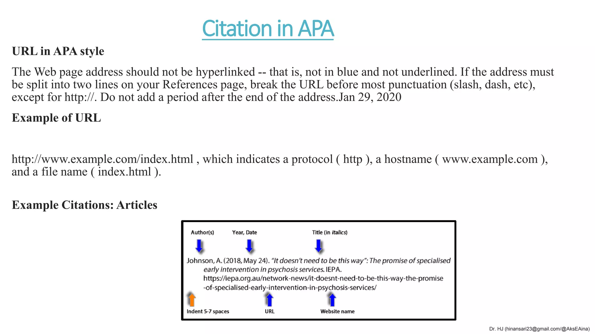 Citation in Research/References/APA 7th | PPTX