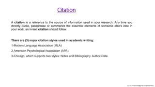Citation in Research/References/APA 7th | PPTX