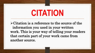 Language Lesson on Citation Quarter four | PPT