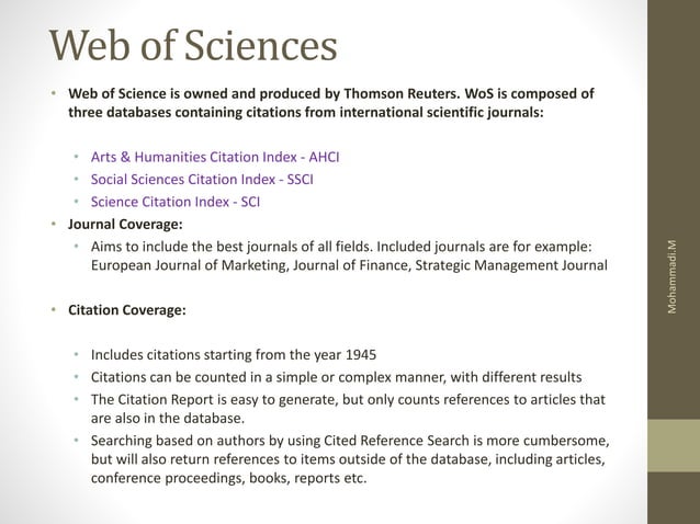 Citation analysis | PPTX | Databases | Computer Software and Applications