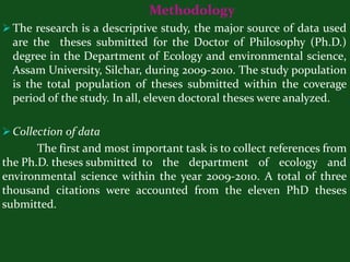 Citation analysis on ecology and envir research | PPTX