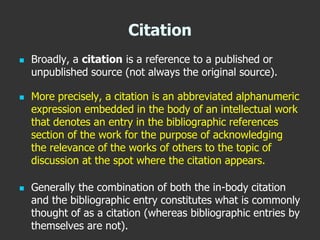 Citation and referencing in research work | PPSX