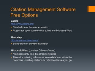 Citation and Research Software | PPT