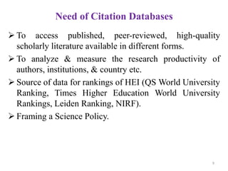 What are the different kind of citations databases | PDF