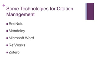 Citation Management | PPTX