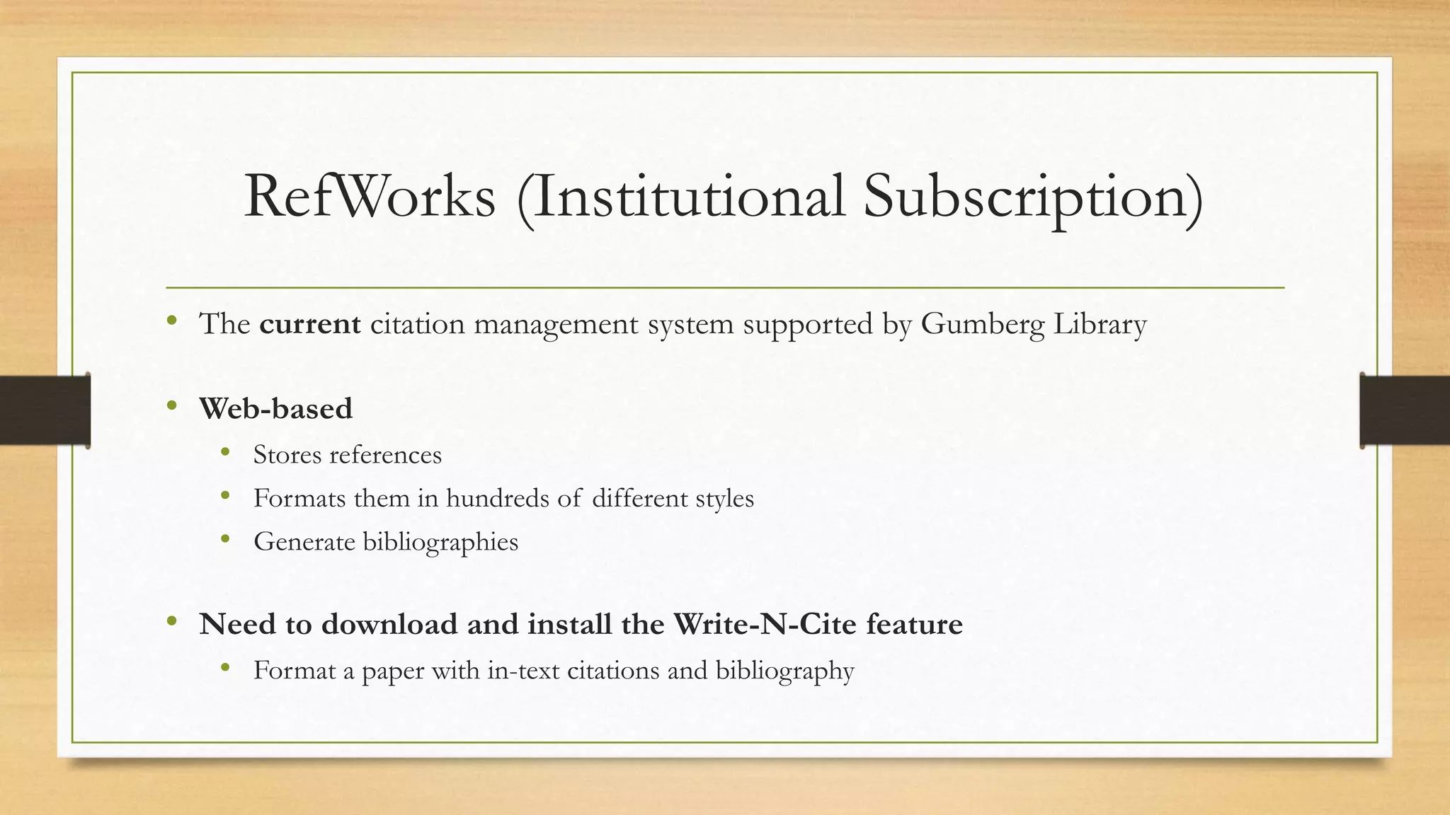 Citation Management Software Sampler | PPT