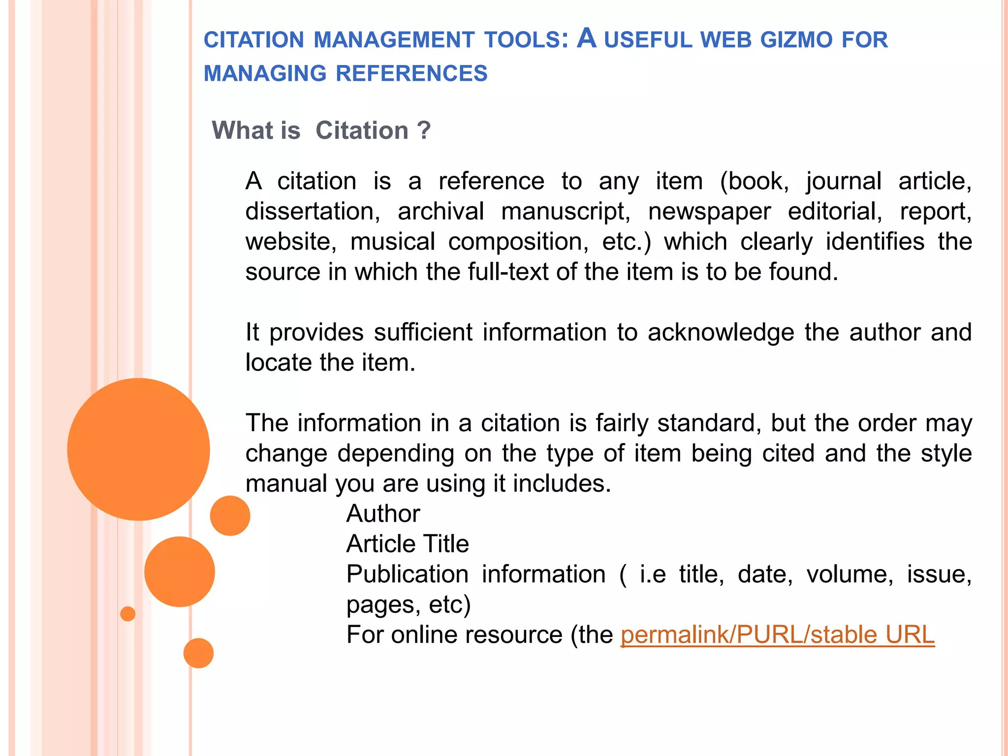 Citation management tools 1 | PPT