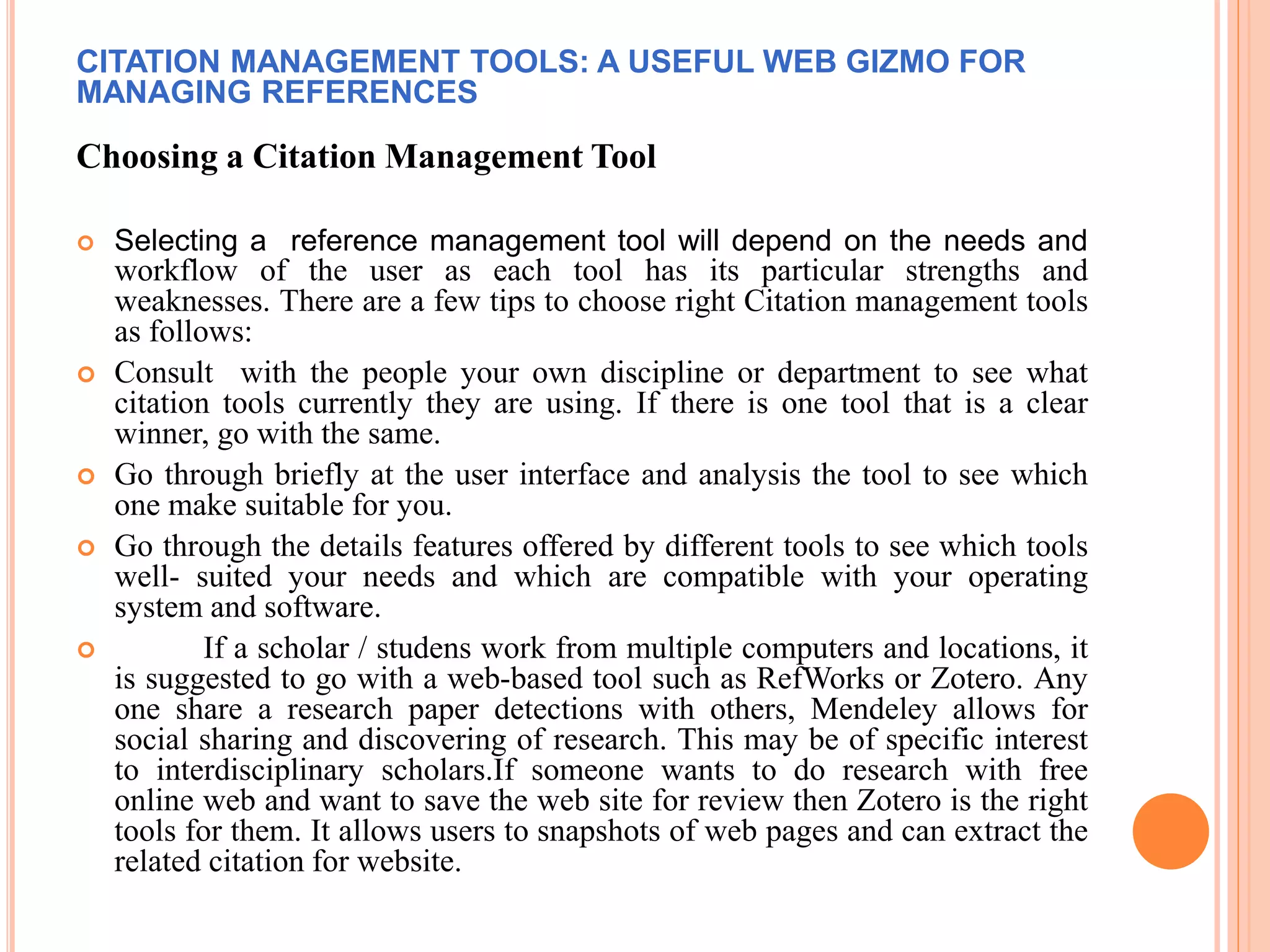 Citation management tools 1 | PPTX