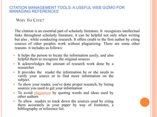 Citation management tools 1 | PPTX