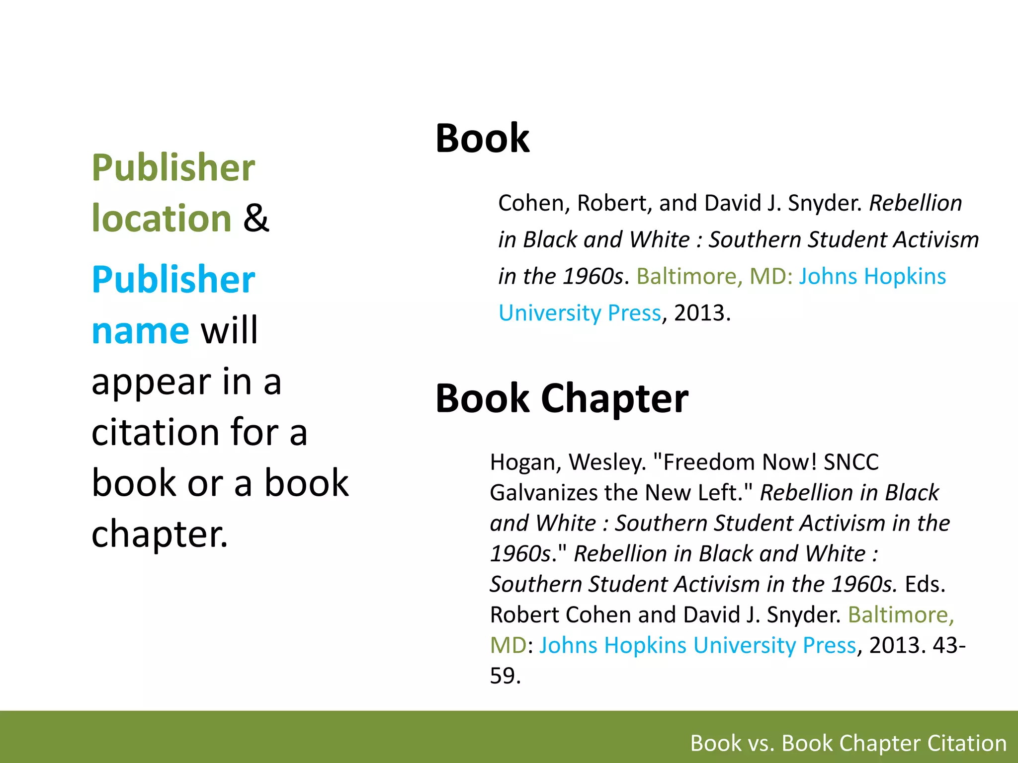 Citation Identification: Book vs. Book Chapter | PPT