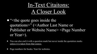 In-Text Citation & Works Cited | KEY | Science