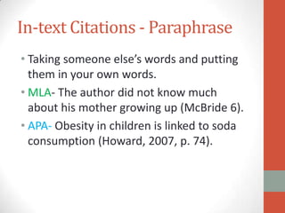 Citations- APA and MLA | PPT