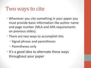 Citations- APA and MLA | PPTX