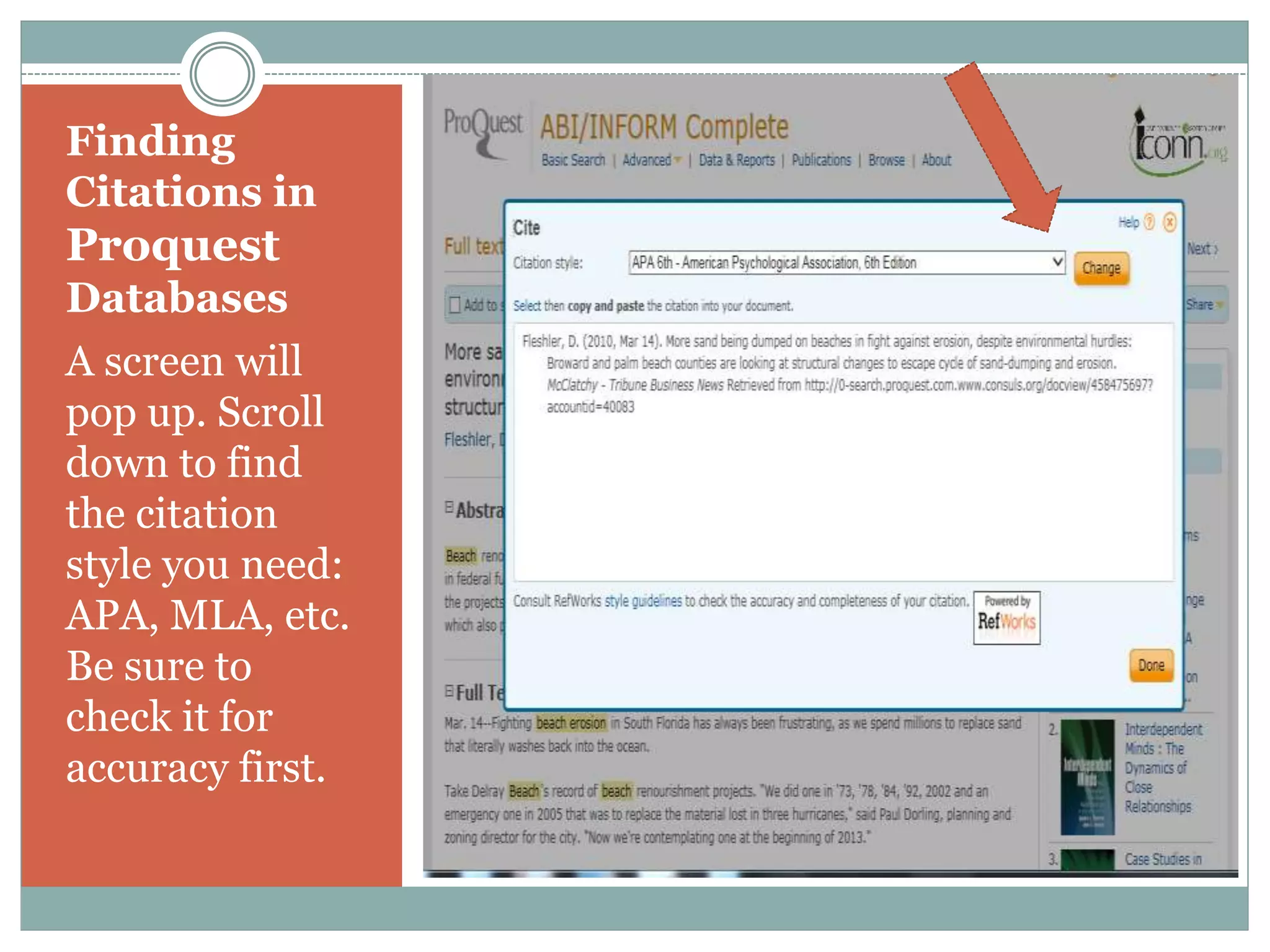 Citations in databases | PPTX | Computing | Technology & Computing