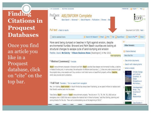 Citations in databases | PPTX | Computing | Technology & Computing