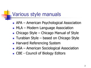 Citations in Harvard, MLA and Chicago styles | PPT