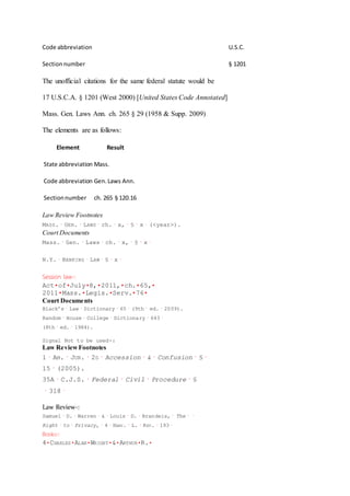 Citations of u.s courts and major rules for signals in blue book | DOCX