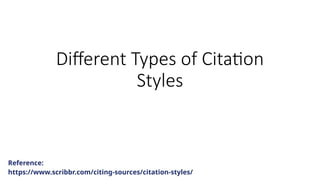This presentation presents the different types of citation Style.pptx