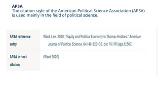 This presentation presents the different types of citation Style.pptx ...