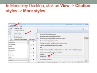 Citation Styles in Mendeley | PPTX