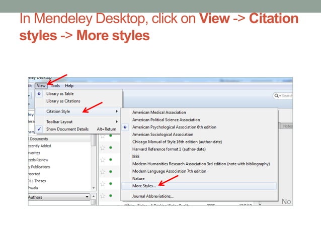 Citation Styles in Mendeley | PPTX