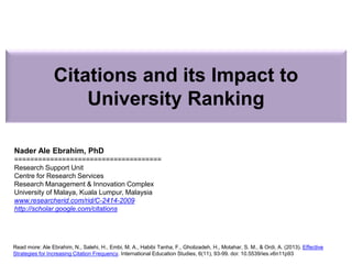 Citations and its Impact to University Ranking | PDF