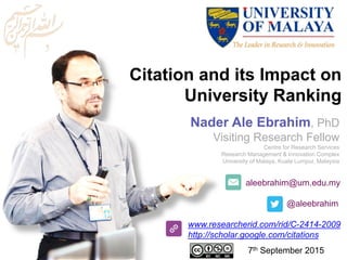 Citation and its Impact on University Ranking | PDF