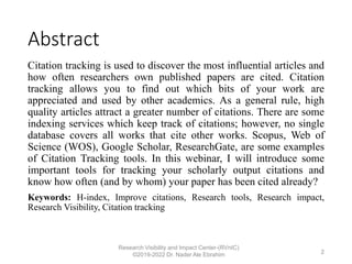 Citation Tracking: Enrich Research Visibility and Impact | PPT