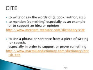 Citations of Online Research | PPTX