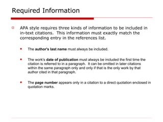 APA in-text citations | PPT