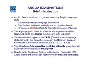 Anglia Examinations C.I.T.E presentation | PDF