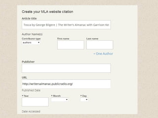 Citiation Machine Help - Miss Dubb | PPT