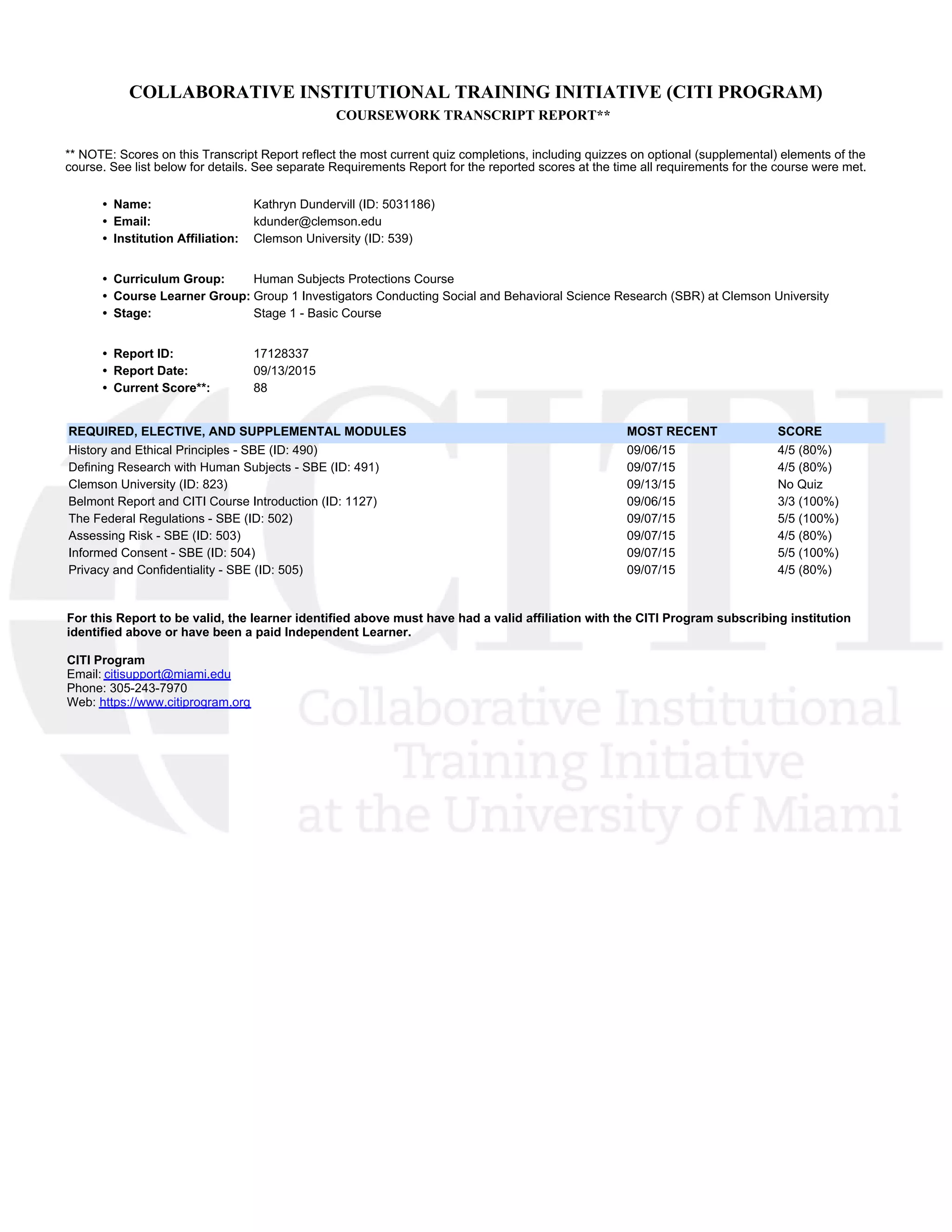 Citi completionreportdundervill | PDF