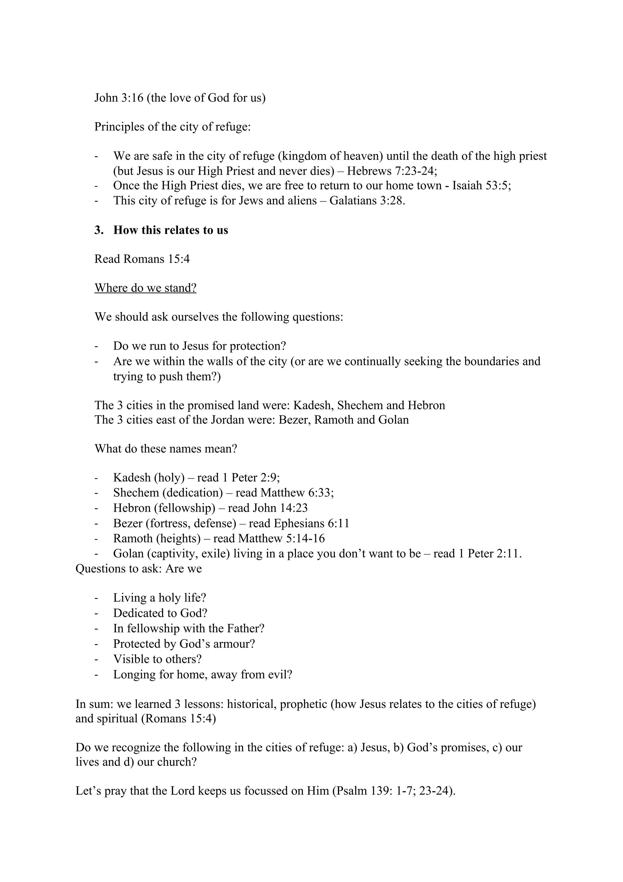 Cities Of Refuge Summary | DOC