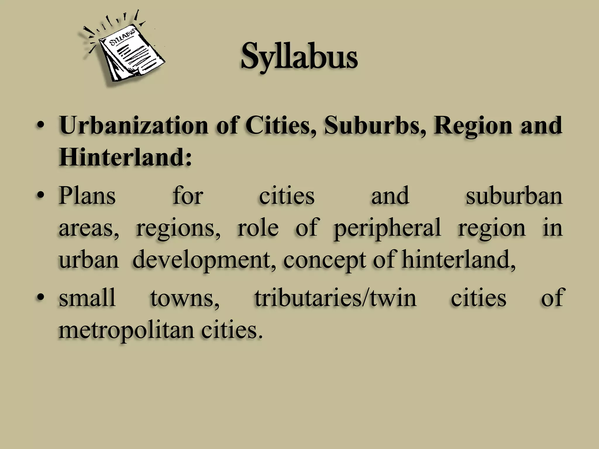 Cities, Suburbs, the Region and Hinterland | PPTX