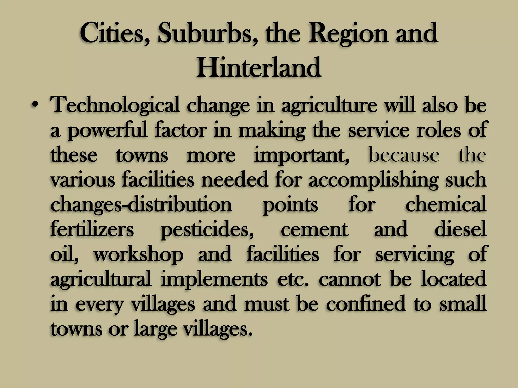 Cities, Suburbs, the Region and Hinterland | PPTX