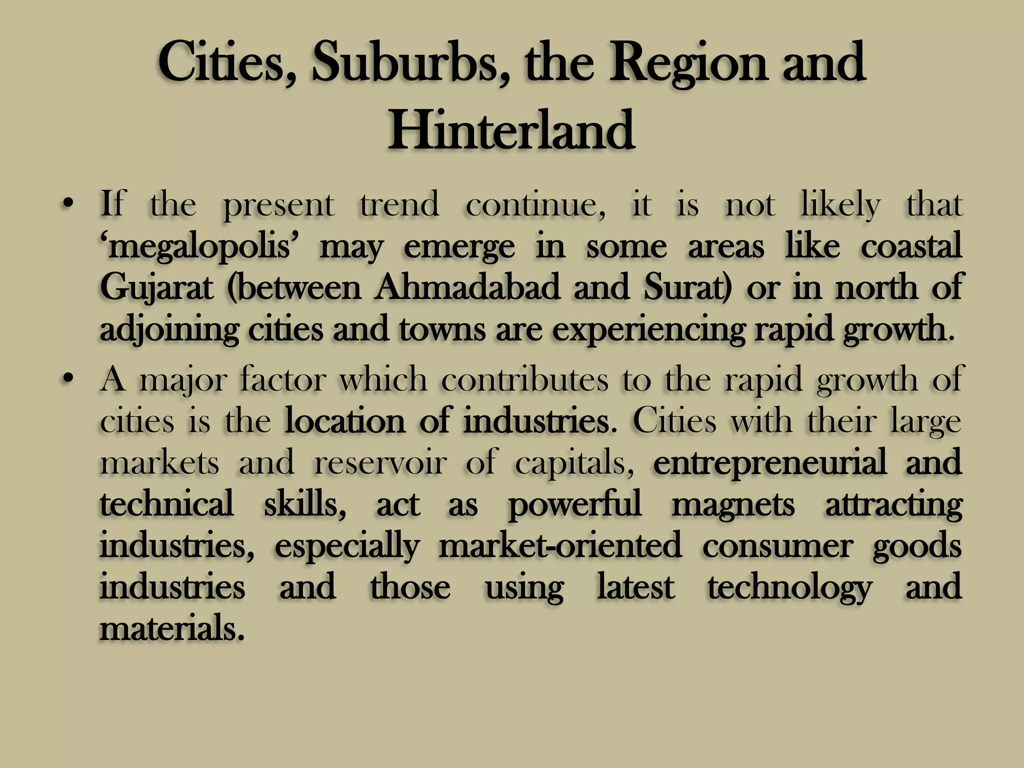 Cities, Suburbs, the Region and Hinterland | PPTX