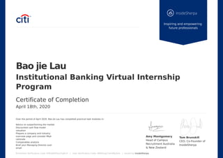 Citi institutional banking completion certificate | PPT