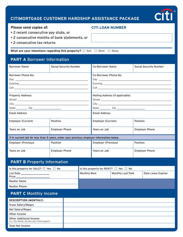 Citi mortgage financial_application - blank | PDF