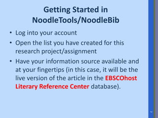 Citing A Journal Article From EBSCOhost Literary Reference Center | PPTX