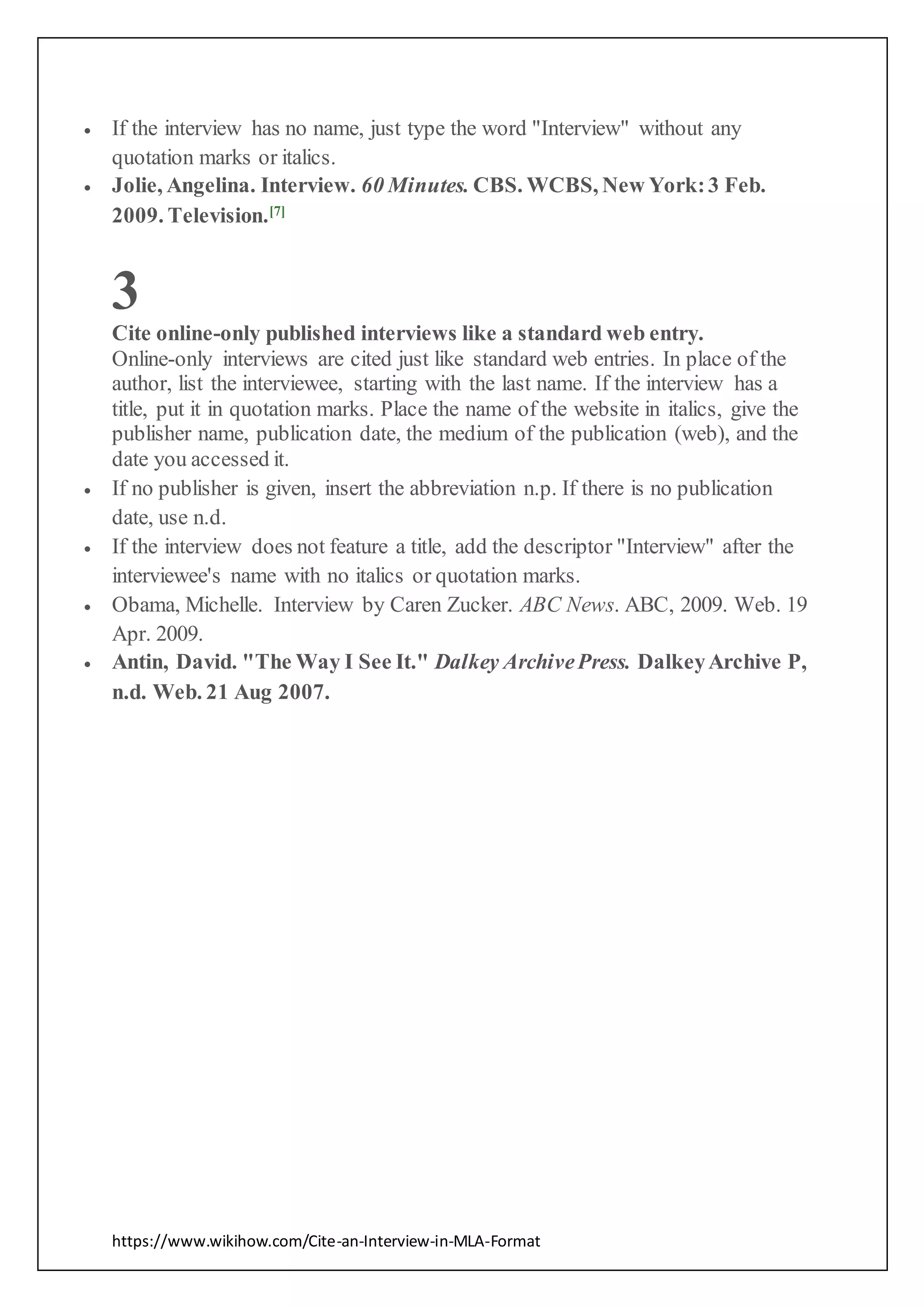 Citing interviews with in | DOCX