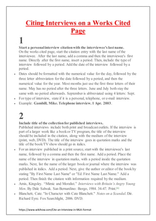 Citing interviews with in | DOCX