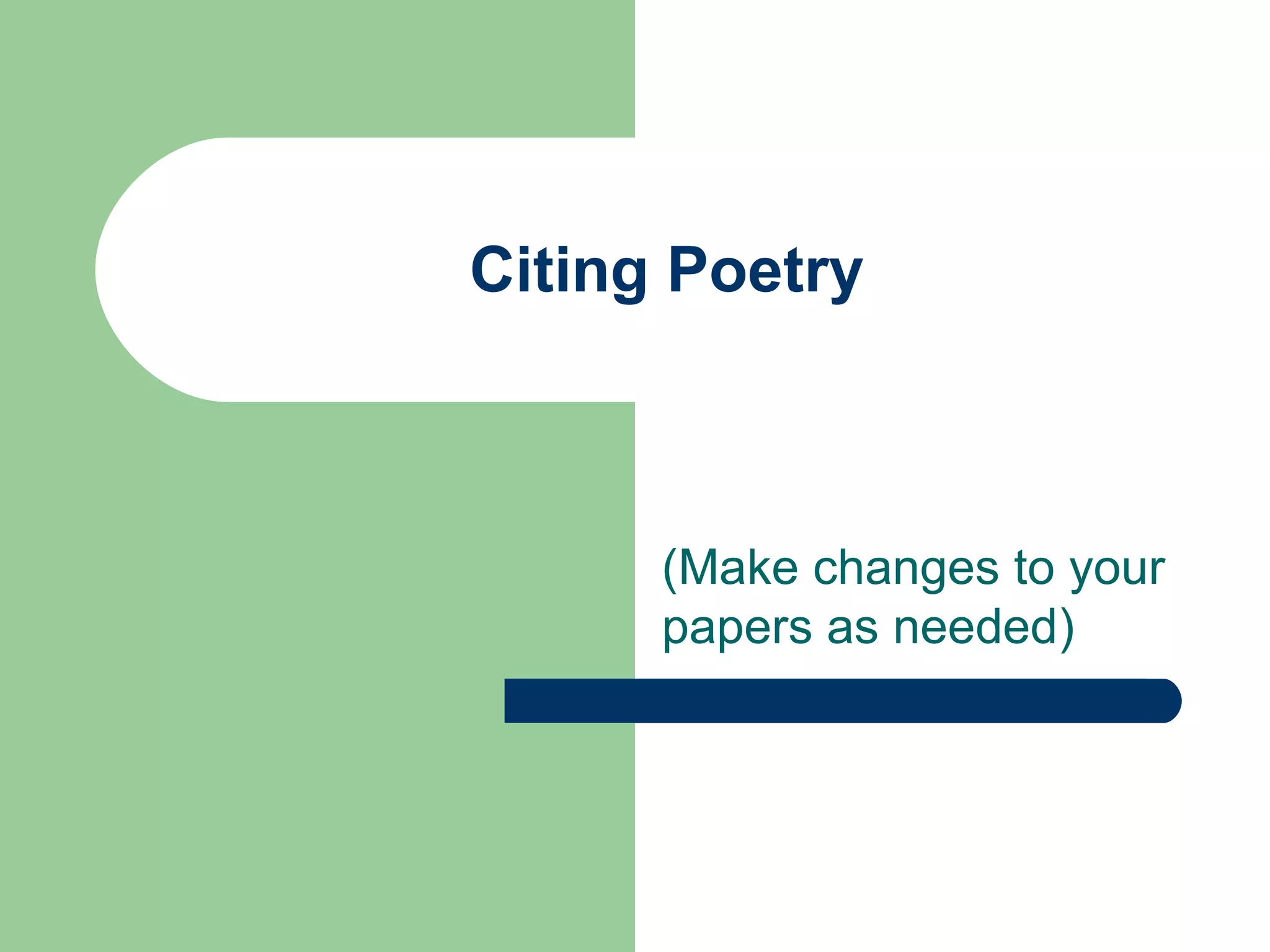 Citing poetry | PPT