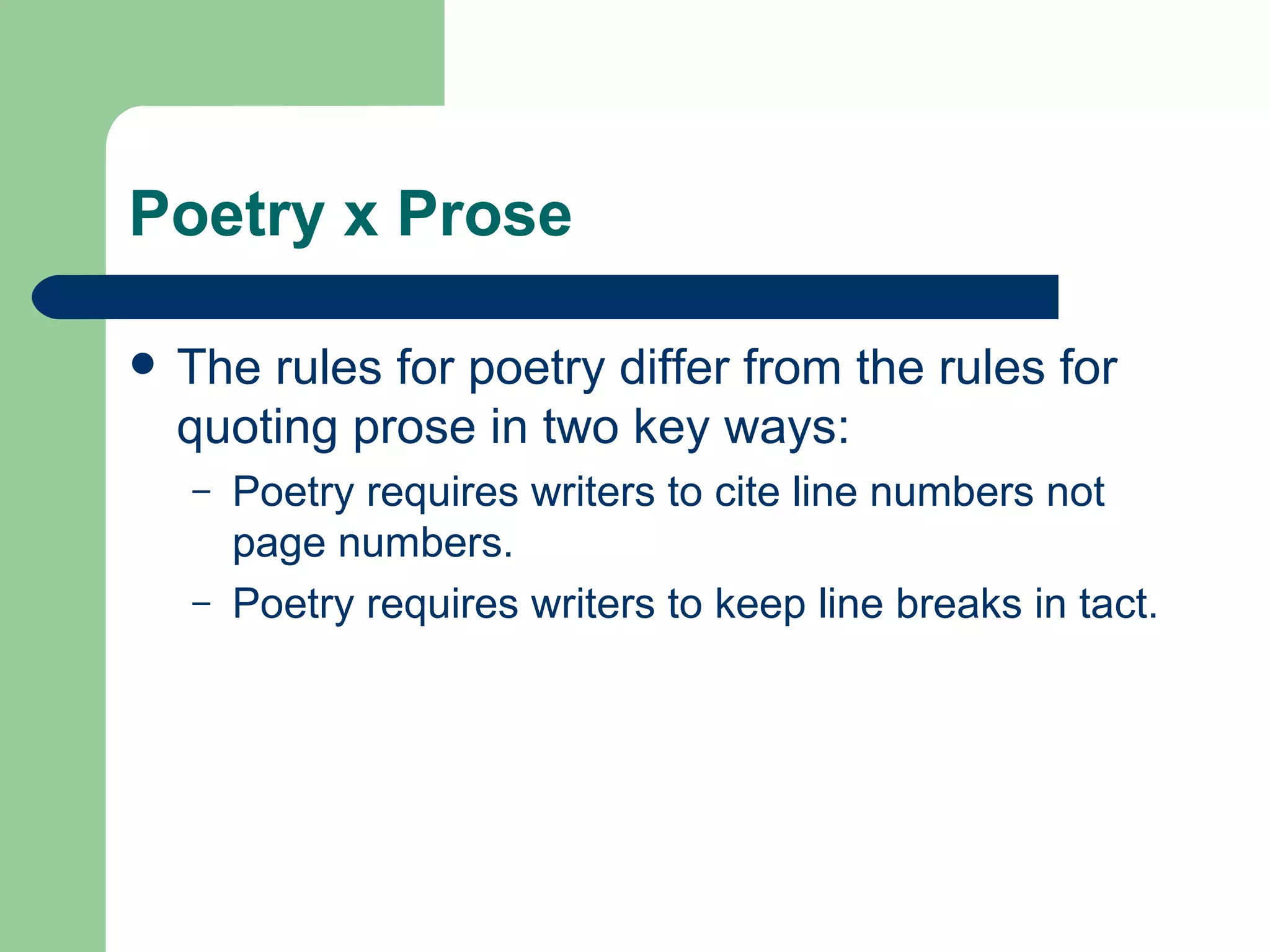 Citing poetry | PPT | Poetry | Books and Literature