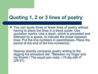 Citing poetry | PPT | Poetry | Books and Literature
