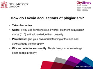 Citing, referencing and avoiding plagiarism | PPTX
