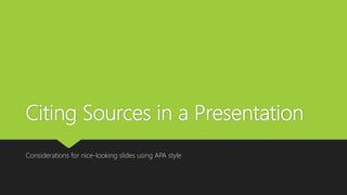 Citing Sources in APA Style in a Presentation | PPTX